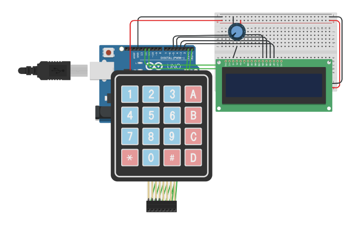 Circuit design keypad with screen - Tinkercad