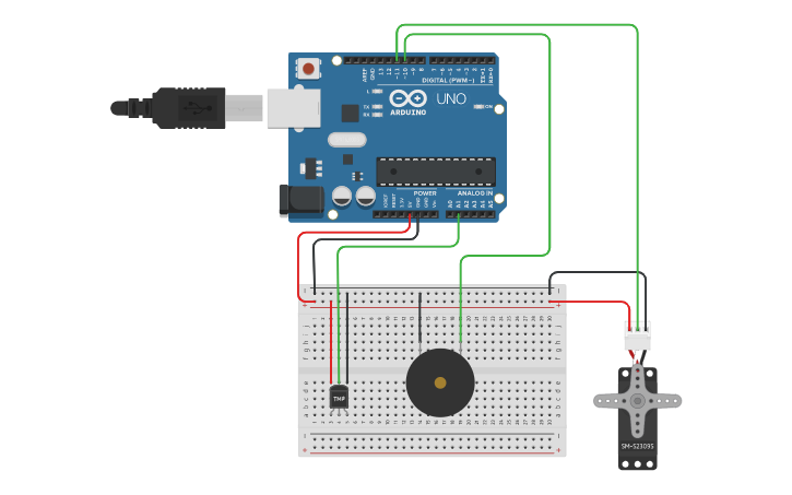 Circuit design Automatic Fire Extinguisher - Tinkercad