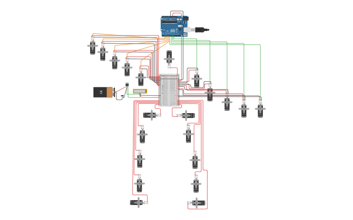 Circuit design ROBOT HUMANÓIDE ii - Tinkercad