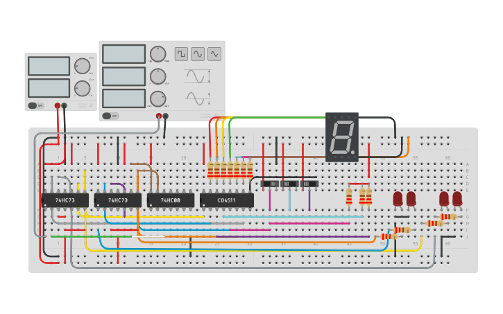 Circuit design Copy of Contador Decrescente - Tinkercad Circuit design Copy of Contador Decrescente - Tinkercad