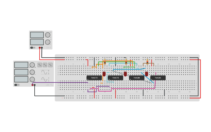 Circuit design 3 Bit Synchronous Timer 0 to 6 | Tinkercad