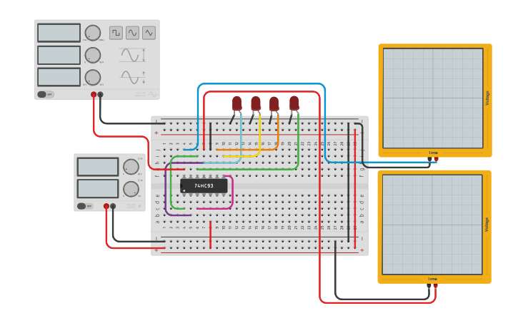 Circuit design LAB 18 part 2 ( mod-12 with oscilloscope ) - Tinkercad Circuit design LAB 18 part 2 ( mod-12 with oscilloscope ) - Tinkercad
