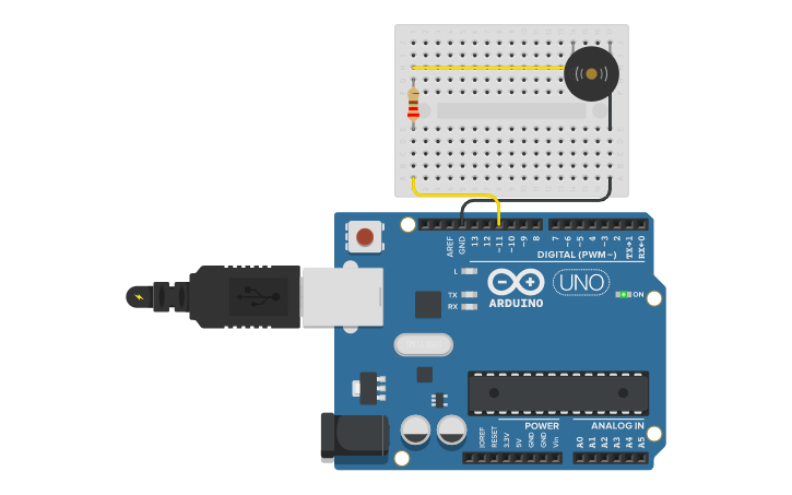 Circuit design Tetris Theme on Arduino and Buzzer - Tinkercad