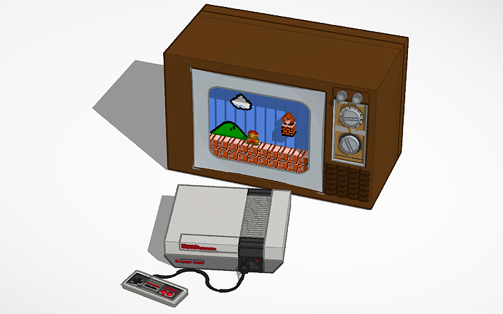 3D design Super Mario Bros 1985 with NES and controller (playable game ...