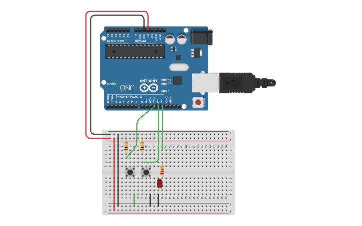 Circuit design if/else - Uma Chaves - Tinkercad