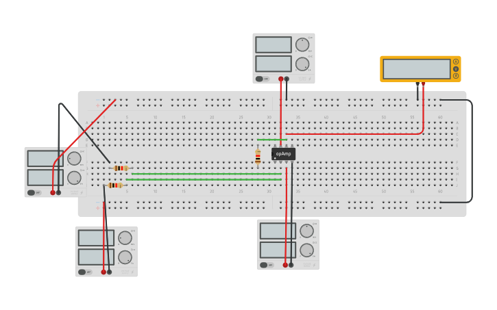 Circuit design Inverting Adder OP-Amp - Tinkercad