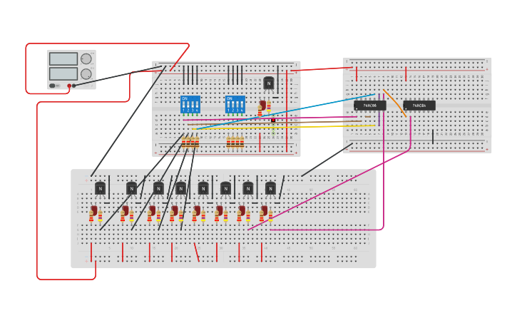 Circuit design tp 4 générateur de parité | Tinkercad