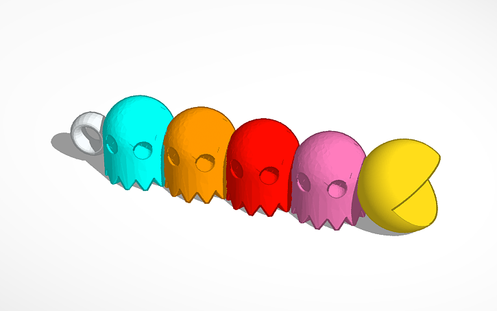 3D design Pac Man Keychain - Tinkercad