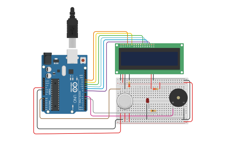 Circuit design Copy of gas sensor - Tinkercad