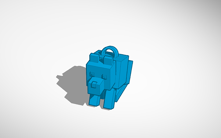3D design Minecraft sitting dog w/keychain hole - Tinkercad