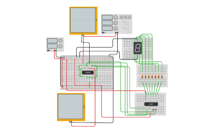 Circuit design conteggio con 74HC93 - Tinkercad