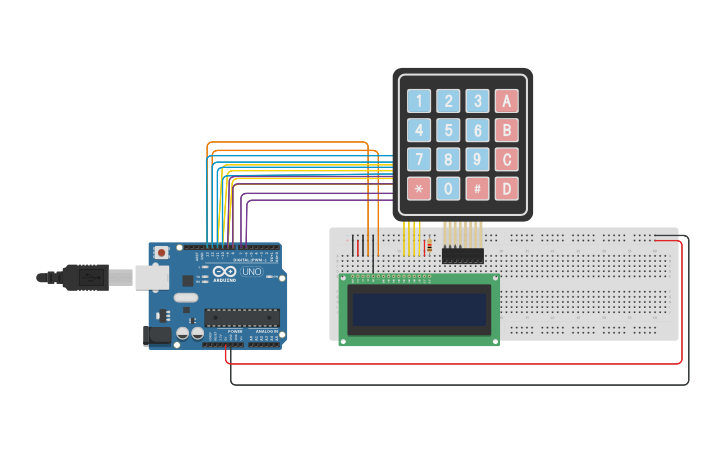 Circuit design lcd+keypad - Tinkercad
