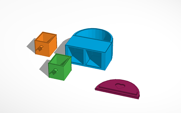 3D design Cute Drawer Box With Lid | Tinkercad