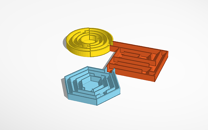 3D design 3 stages maze - Tinkercad