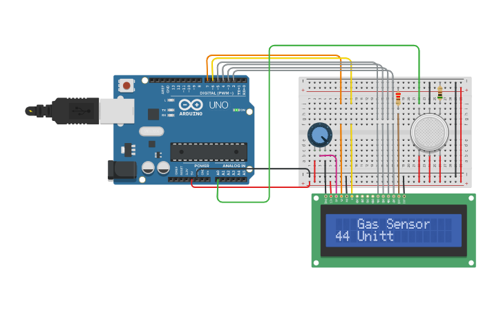 Circuit design Gas Sensor - Tinkercad