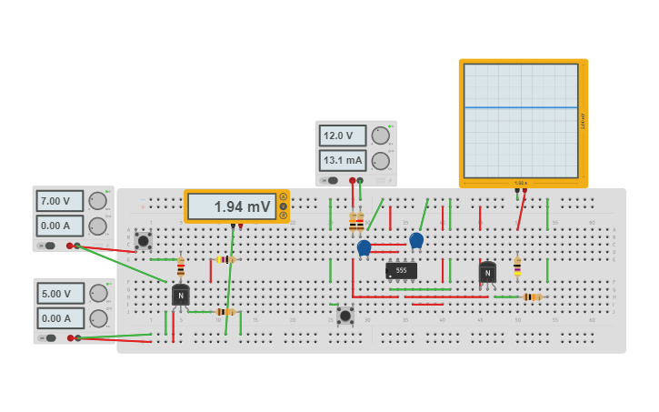 Circuit design NPN transistor - Tinkercad