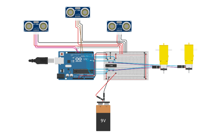 Circuit design Copy of Hand-Following-Car - Tinkercad