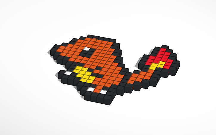 3D design Charmander pixel art | Tinkercad