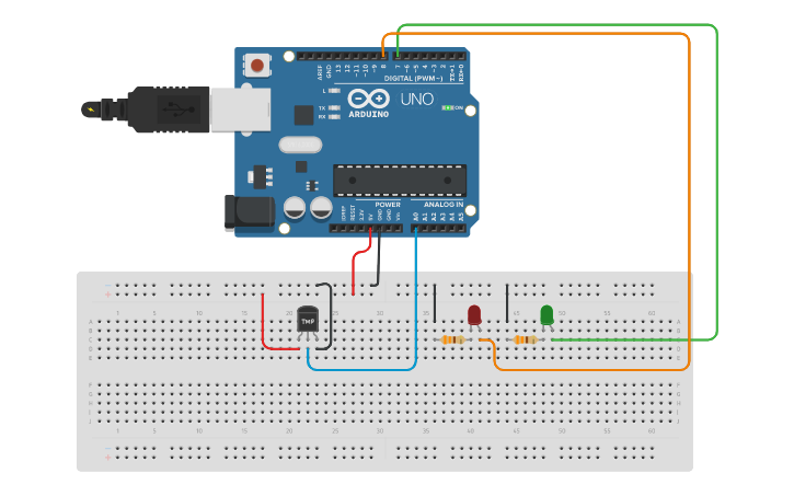 Circuit Design Sensor Temperatura Tinkercad