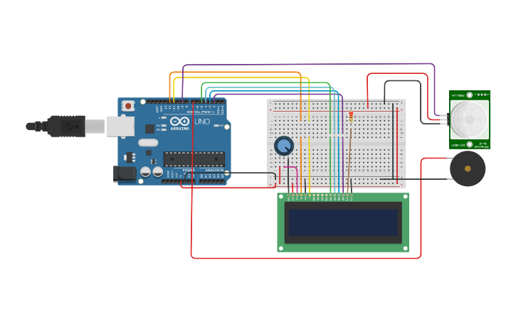 Circuit design Motion Sensor using PIR - Tinkercad