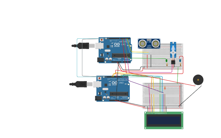 Circuit design Sensor de movimiento y apertura de puerta - Tinkercad