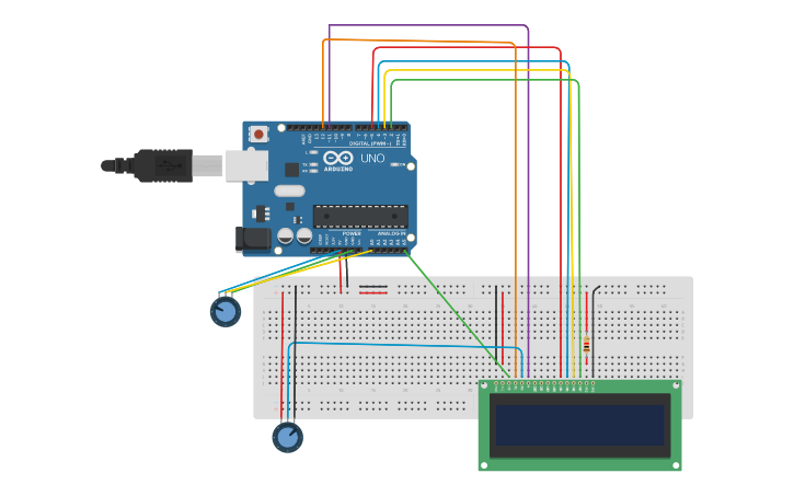 Circuit design Teste potenciometro - Tinkercad