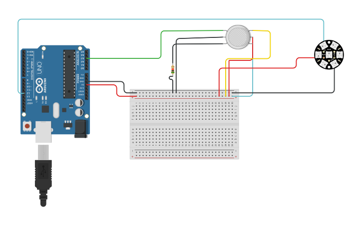 Circuit design Sensor de Gas | Tinkercad