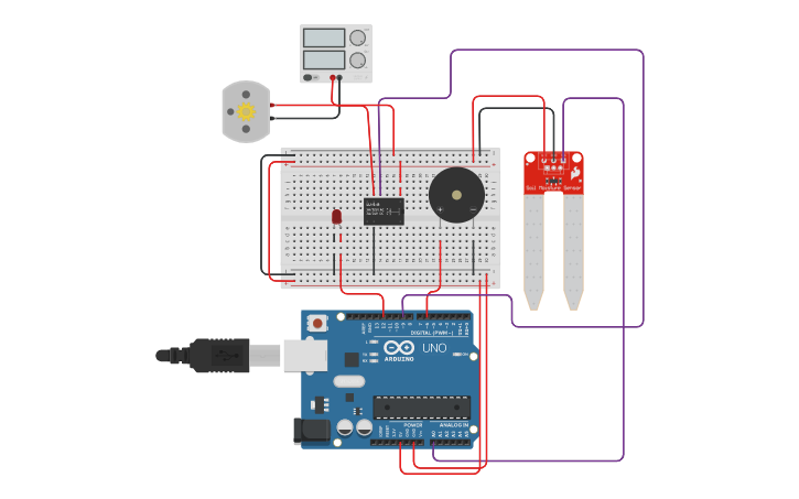 Circuit design Smart Irrigation - Tinkercad