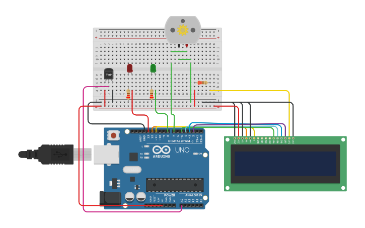 Circuit design EfraimSayno_TemperatureSensorWithDCMotorDrive | Tinkercad