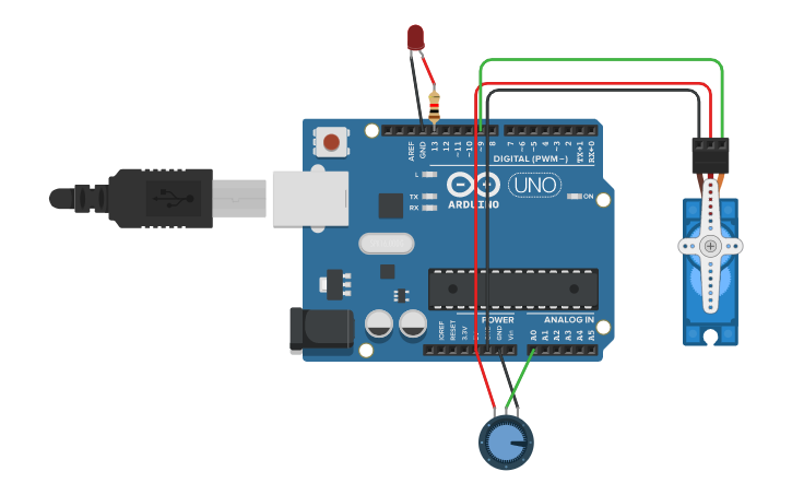 Circuit design Joystick ile Servo Motor Kontrolü - Tinkercad