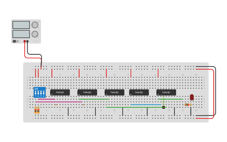 Circuit design XOR (USING NOR GATE) | Tinkercad Circuit design XOR (USING NOR GATE) | Tinkercad