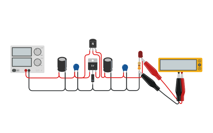 Circuit design 12v to 5v - Tinkercad