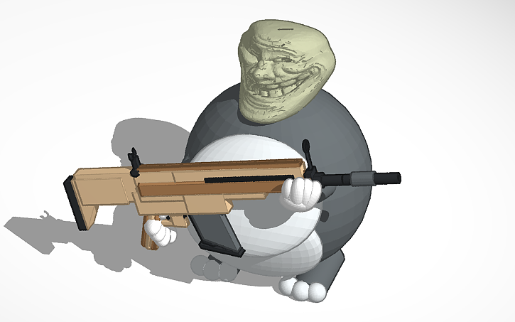 3D design meme chungus with gun! | Tinkercad