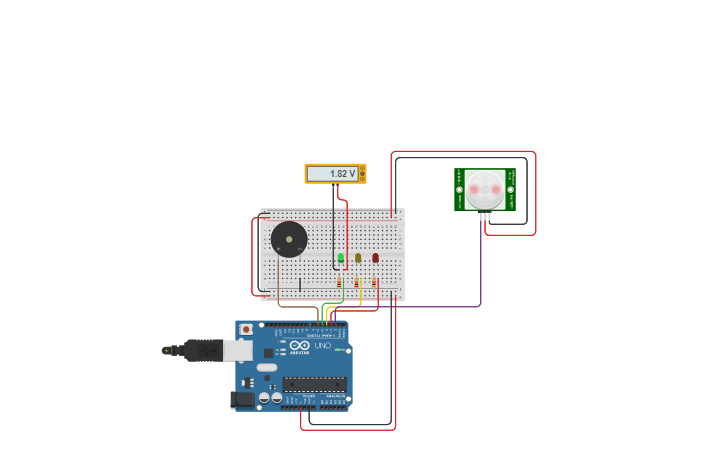 Circuit design Sistema de seguridad - Tinkercad