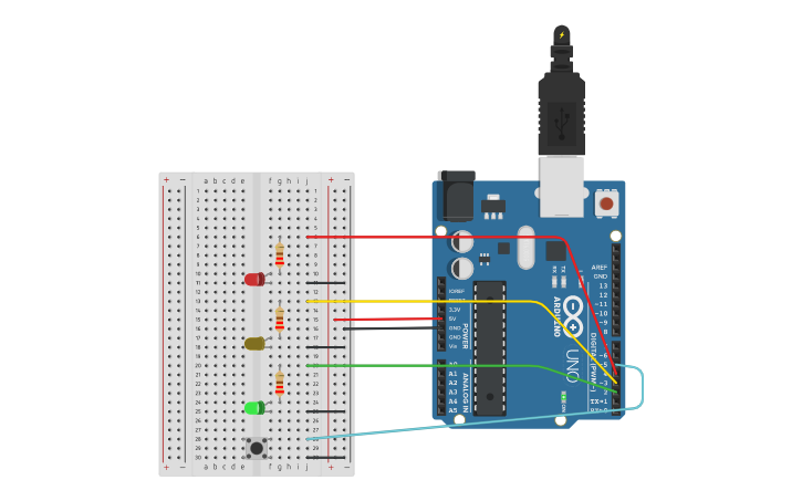 Circuit design Traffic Light | Tinkercad
