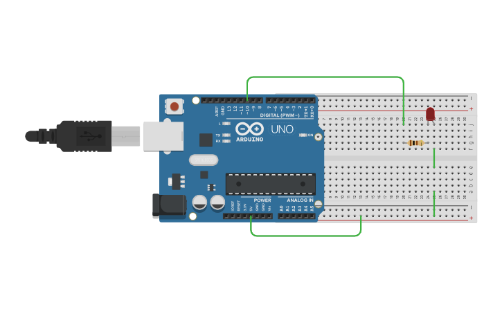 Circuit design Arduino 1 Led | Tinkercad