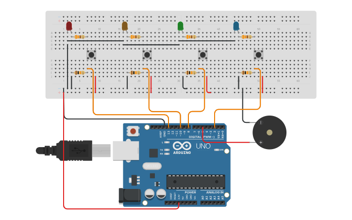 Circuit design Memory Game - Tinkercad