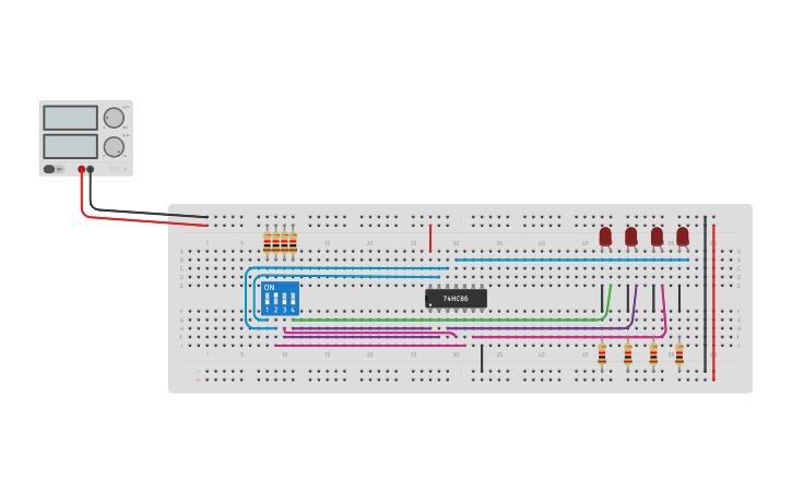 Circuit design Binary To Gray Code Converter | Tinkercad