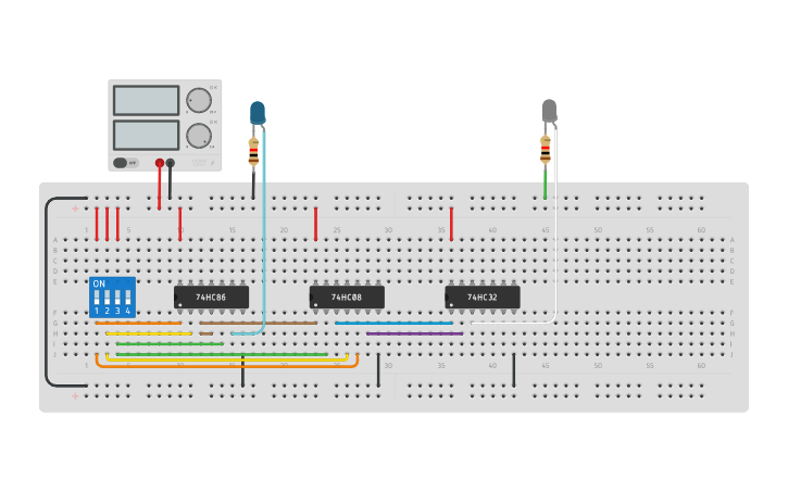 Circuit design Full adder - using basic gates | Tinkercad