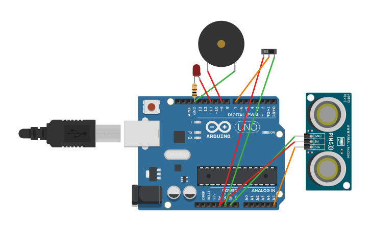 Circuit design Proximity Alarm - Starter - Tinkercad