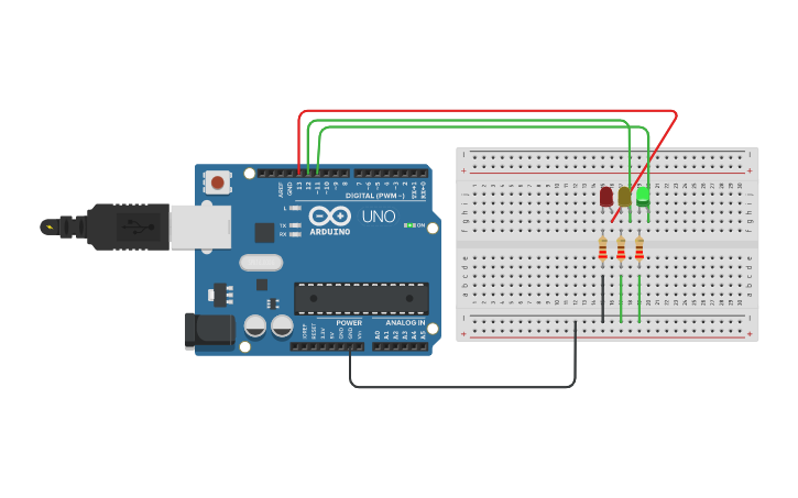 Circuit design 3 bits | Tinkercad
