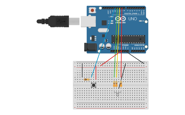 Circuit design Pulsador | Tinkercad