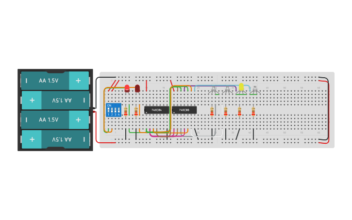 Circuit design Codificador 2x4 | Tinkercad