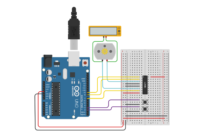 Circuit Design Motor Simultaneous Control Speed And Direction Tinkercad