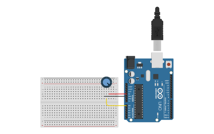 Circuit design Potentiometer Value Change - Tinkercad