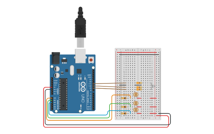 Circuit design ejercicio 04 del libro de Arduino - Tinkercad