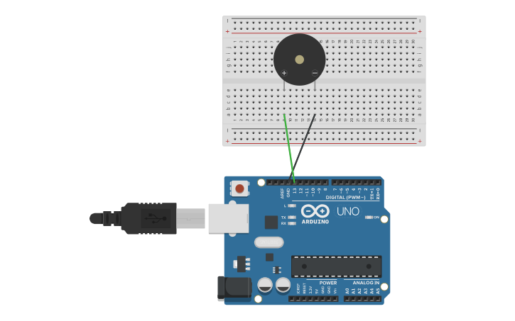 Circuit design Active buzzer - Tinkercad