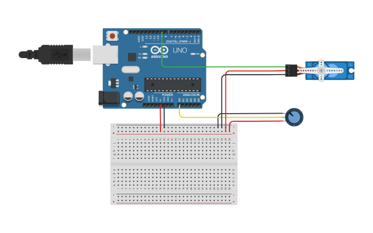 Circuit design servo - Tinkercad