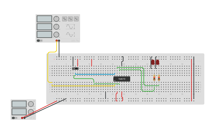 Circuit design tff from jk ff - Tinkercad