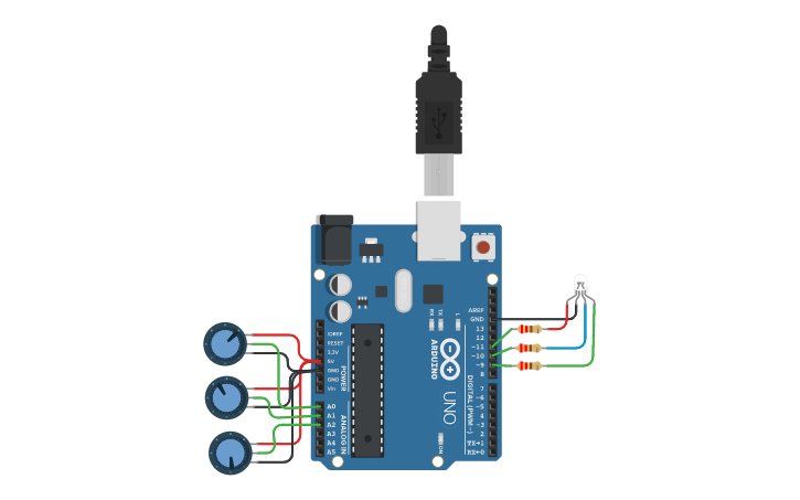 Circuit design Led RGB - PWM | Tinkercad